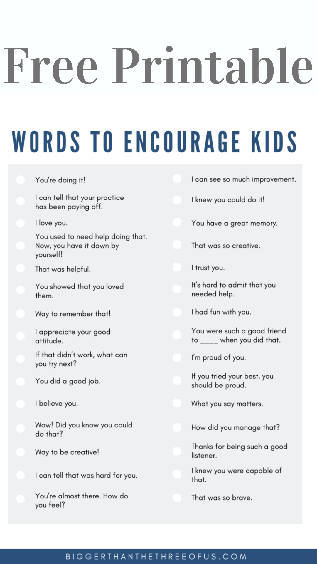 Words Of Encouragement For Kids Bigger Than The Three Of Us
