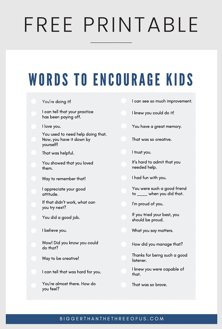Words of Encouragement for Kids - Bigger Than the Three of Us